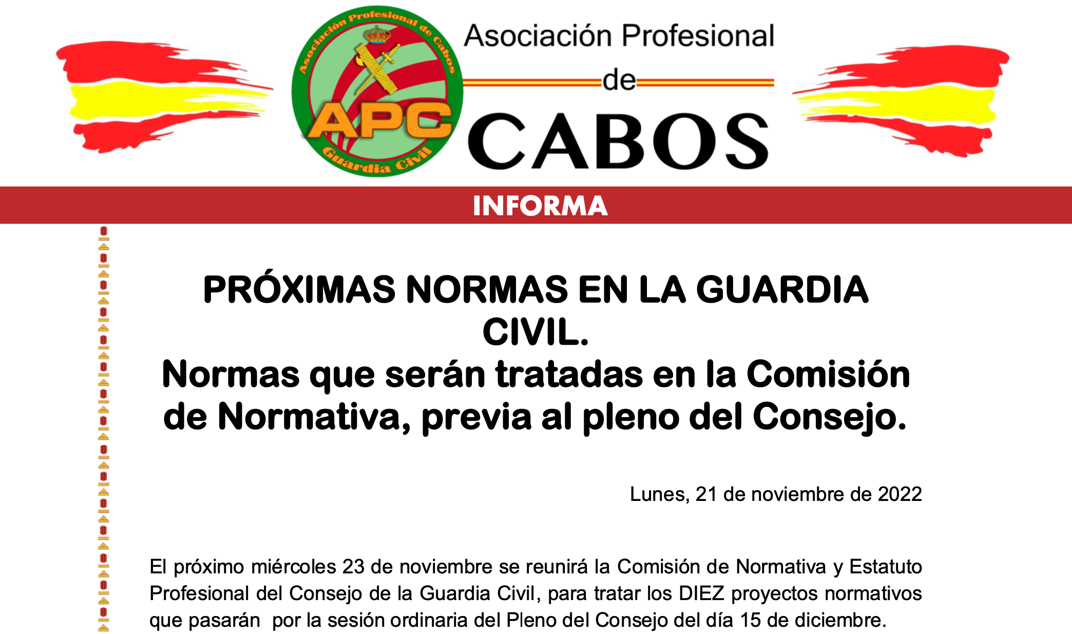 PRÓXIMAS NORMAS EN LA GUARDIA CIVIL – APC-GC
