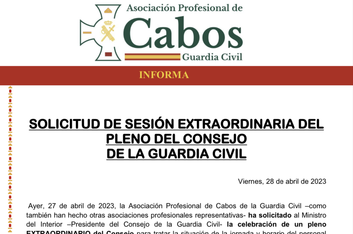 SOLICITUD DE SESIÓN EXTRAORDINARIA DEL PLENO DEL CONSEJO DE LA GUARDIA ...